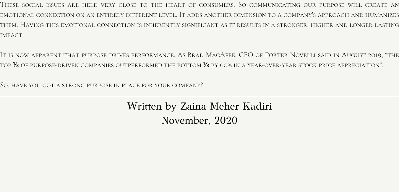 The Power of Purpose | ZAINA MEHER KADIRI