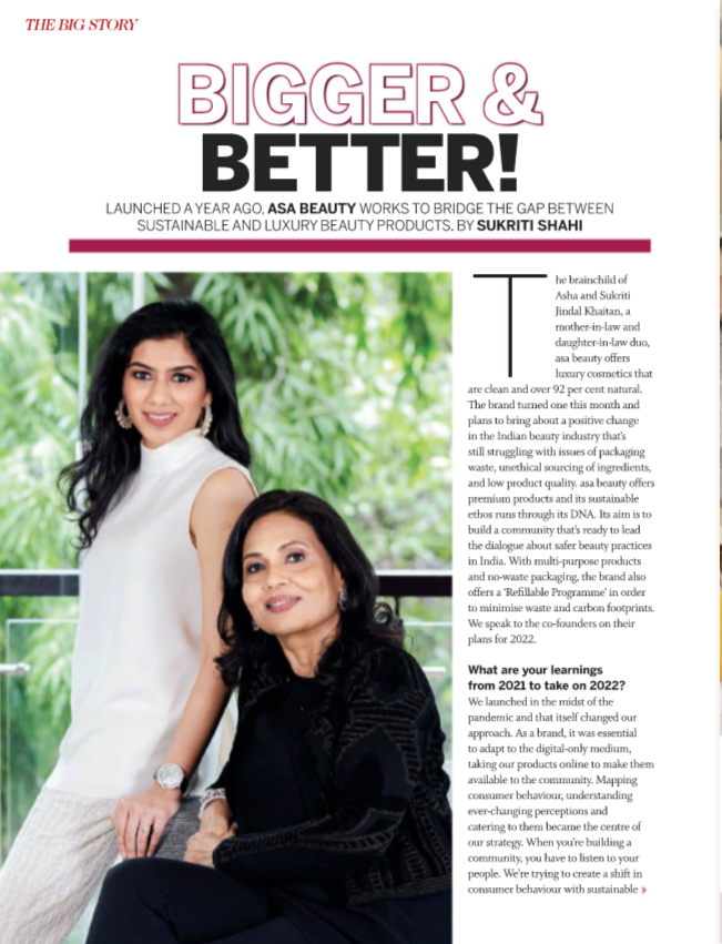 asa beauty Femina January 2022 | ZAINA MEHER KADIRI